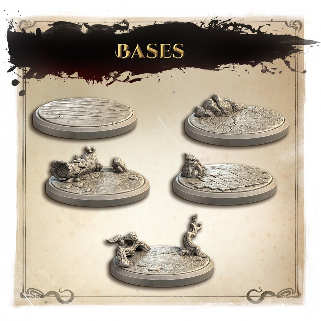 Set of 5 Premium RPG Bases | 25mm Round or 44mm Round | 4K Resin ...