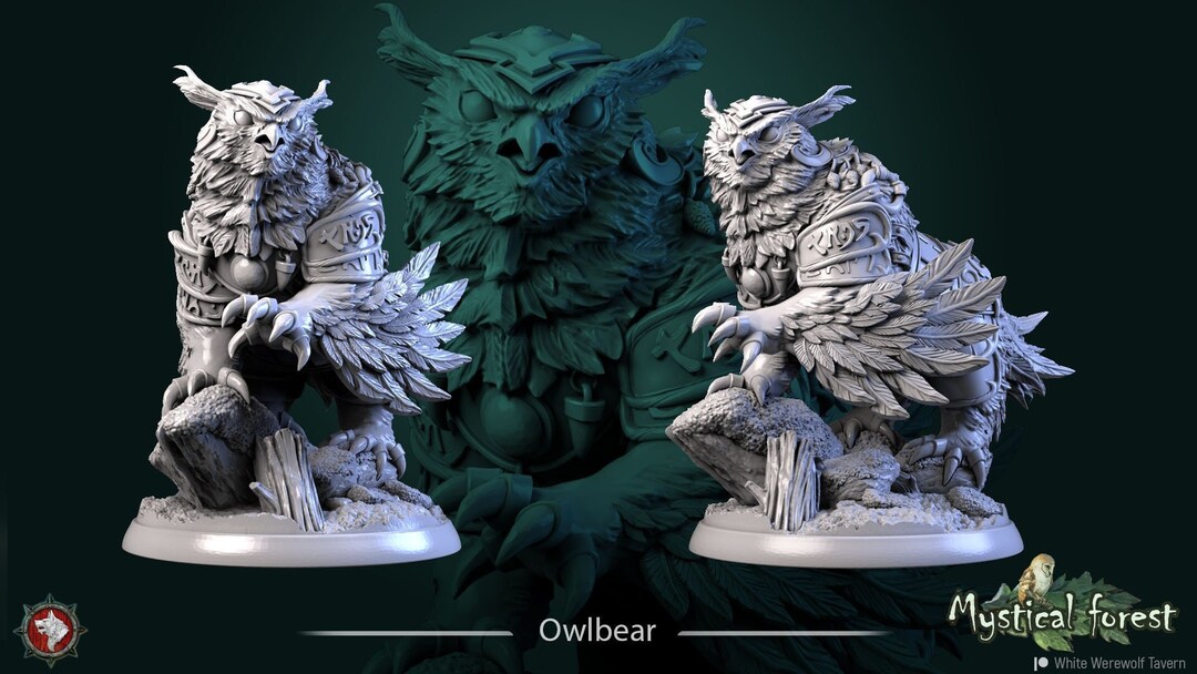 Owlbear Monster Resin 3D Printed Miniature White Werewolf Tavern RPG D ...