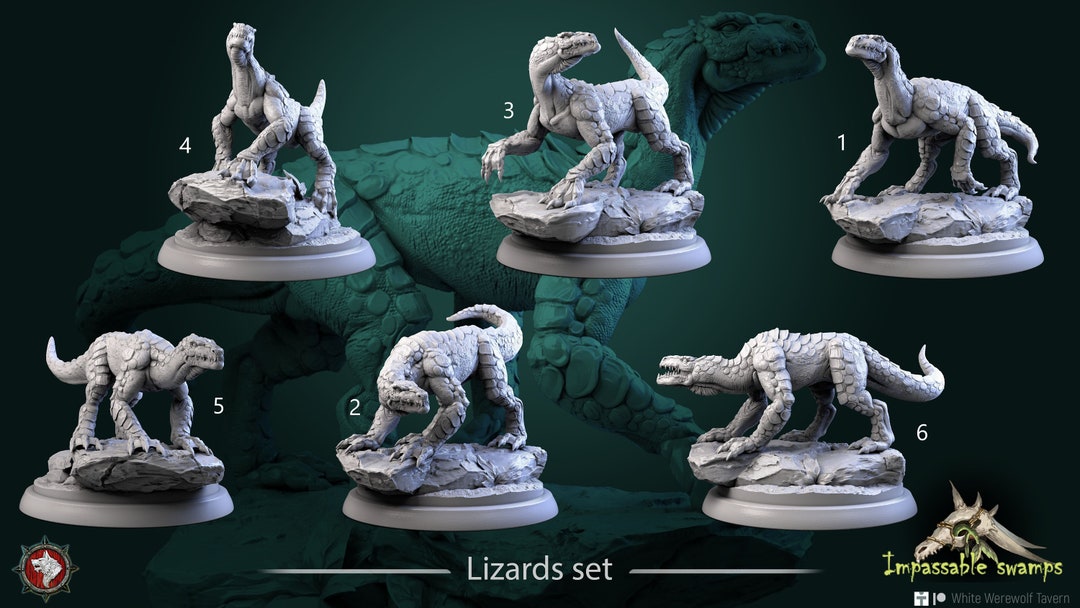 Lizards | Impassable Swamps | Resin 3D Printed Miniature | White ...