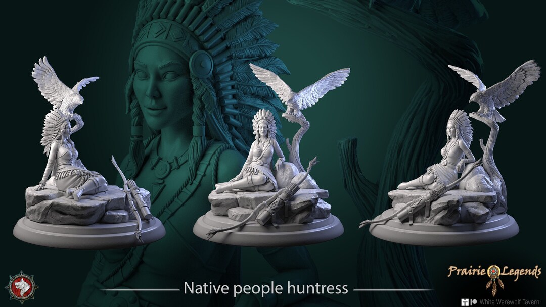 Native American Huntress | Prairie Legends | Multiple Scales | Resin 3D ...