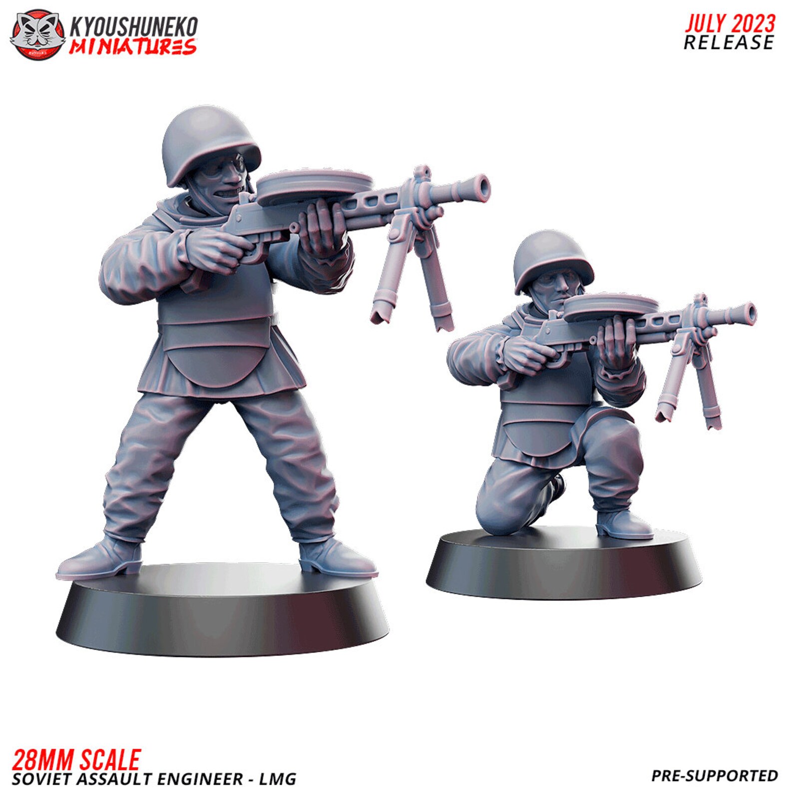 WW2 Soviet Assault Engineer LMG Team | Resin 3D Printed Miniature ...
