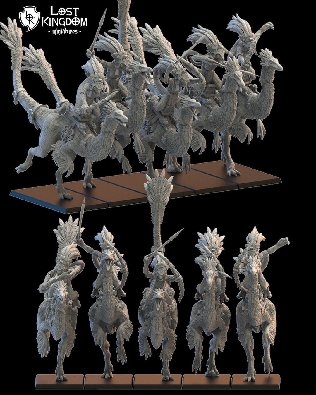 Gallillimus Kuaxotl Riders | Saurian Ancients | Lost Kingdom Miniatures ...