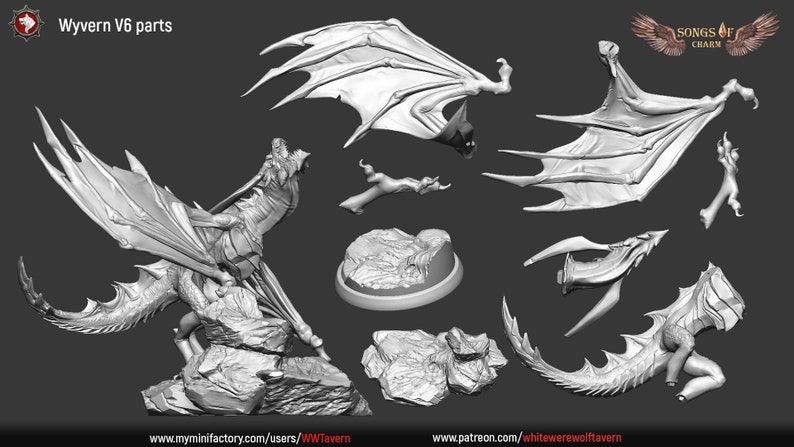 Wyverns Songs of Charm Resin 3D Printed Miniature White - Etsy