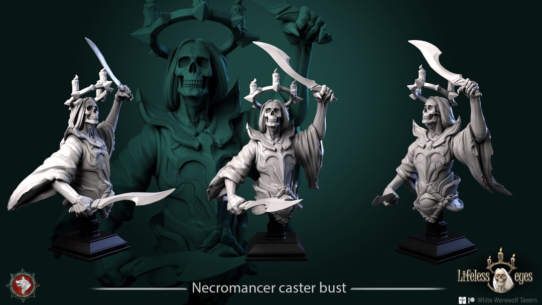 Necromancer Caster Bust Resin 3D Printed Miniature White Werewolf ...