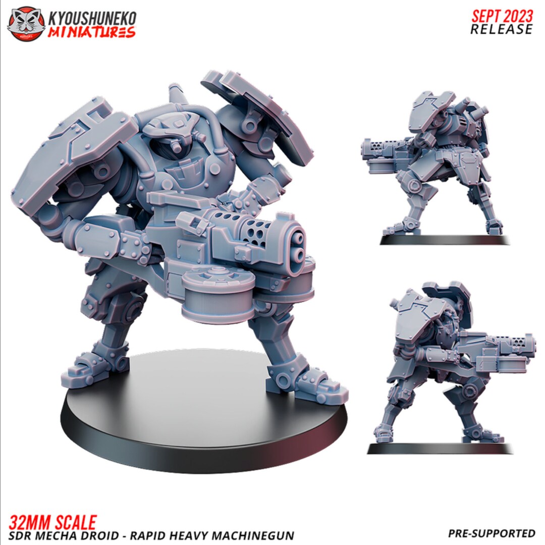 SDR Mecha Droid - Rapid Heavy Machine Gun | Resin 3D Printed Miniature ...