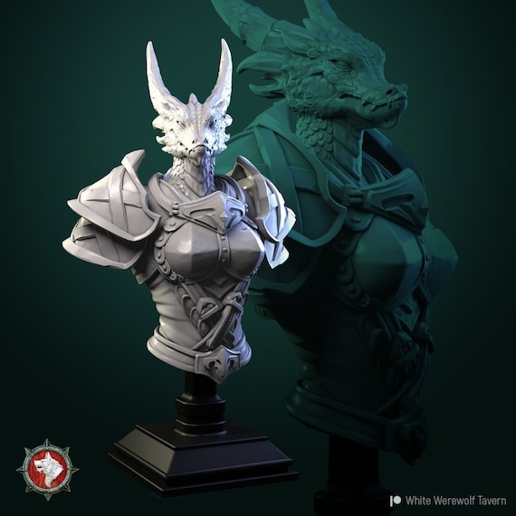 Arsha Dragonborn Bust Resin 3D Printed Miniature White - Etsy