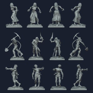 Zombies 5 Poses | 28mm - 35mm Scale | Resin 3D Printed Miniature ...