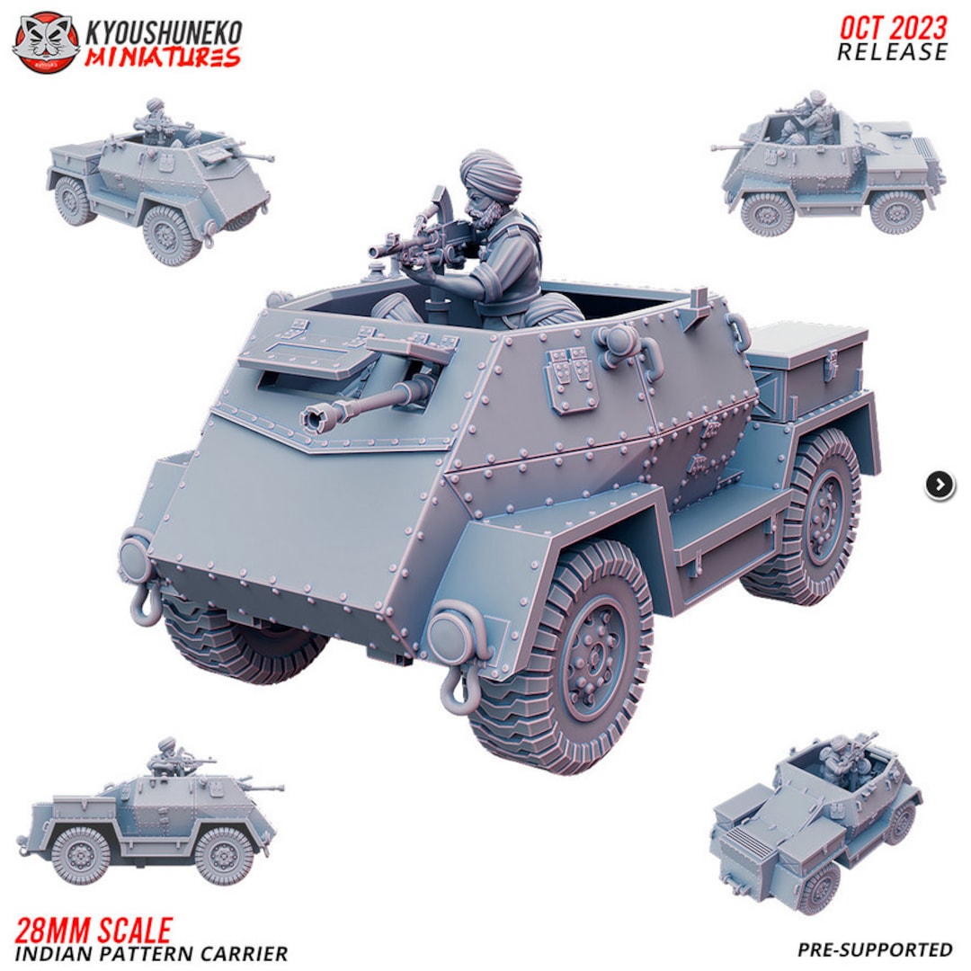 WW2 Indian Pattern Carrier | Resin 3D Printed Miniature | Kyoushuneko ...