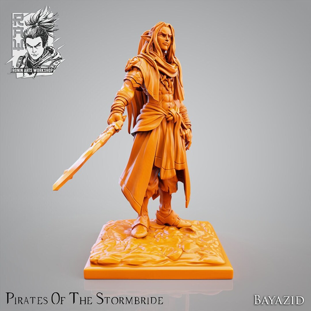 Dark Elf Pirate Bayazid | Pirates of the Stormbride | 28mm-120mm Scale ...