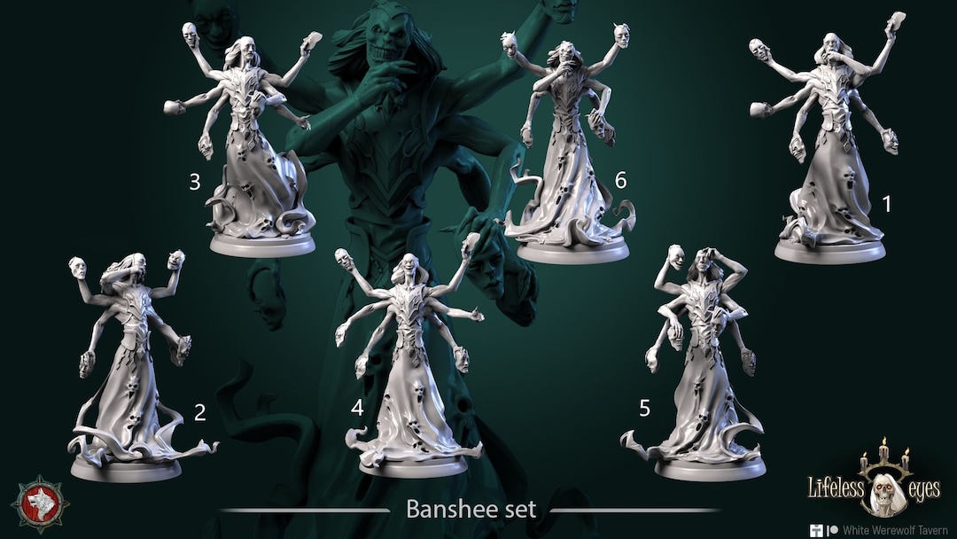 Banshee Set | Lifeless Eyes | Resin 3D Printed Miniature | White ...