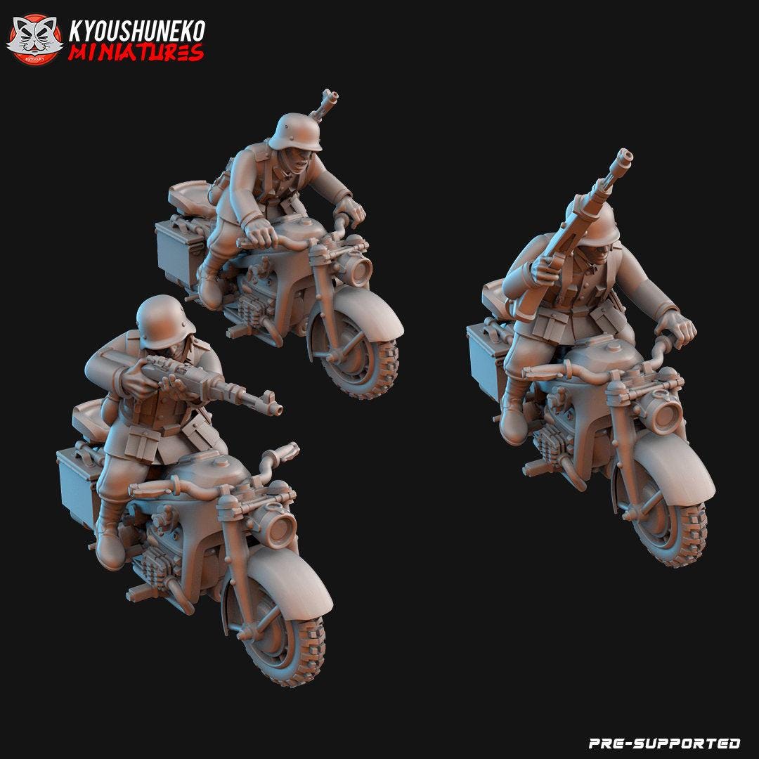 WW2 German Motorcycle Troops | Resin 3D Printed Miniature | Kyoushuneko ...