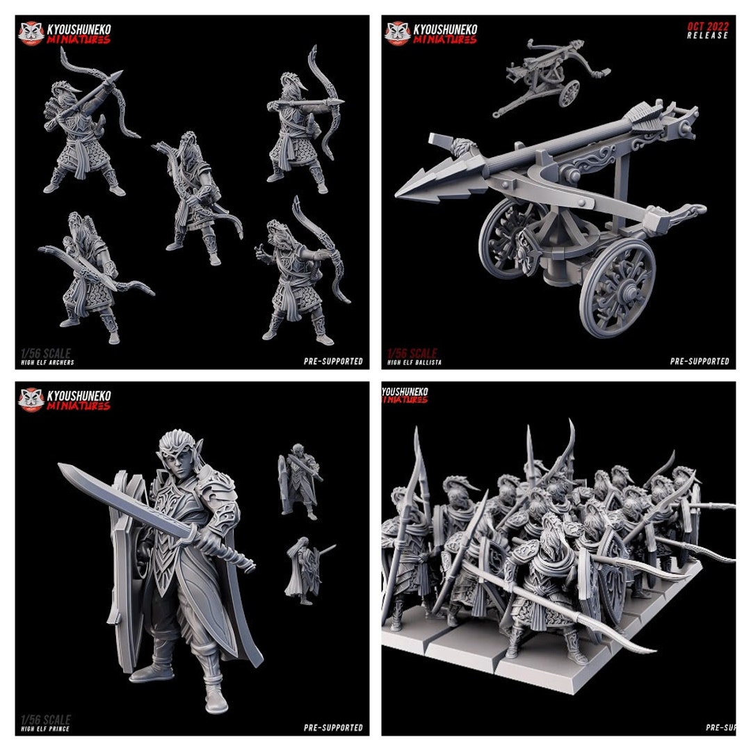 High Elf Starter Army (35 Models!) | Batallion Box | Resin 3D Printed ...