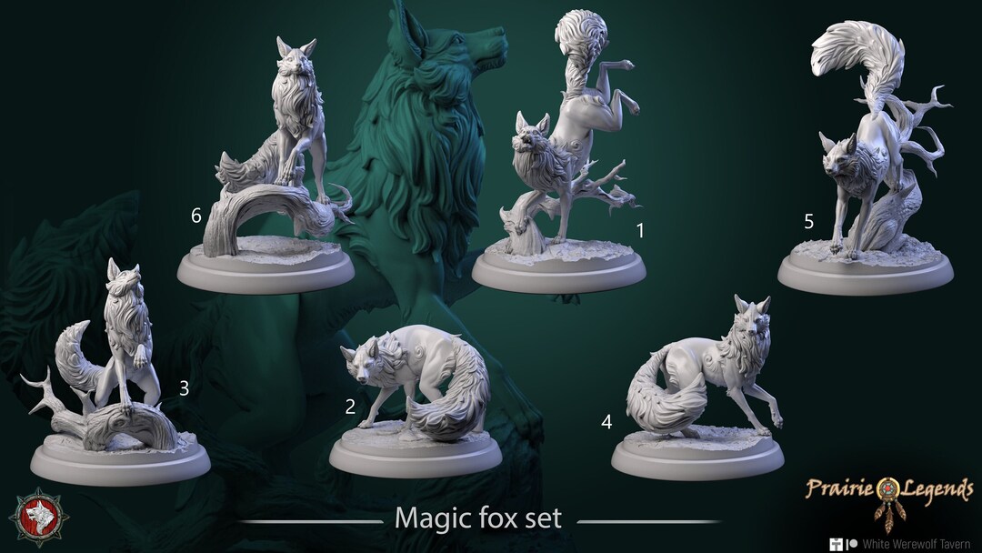 Magic Fox Set | Prairie Legends | Resin 3D Printed Miniature | White ...