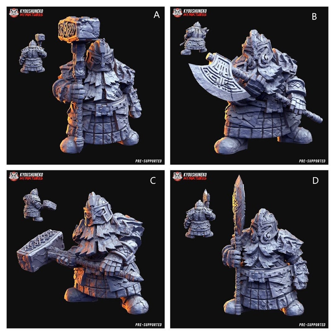 Dwarf Rune Guardians Big Models Resin 3D Printed Miniatures Kyoushuneko ...