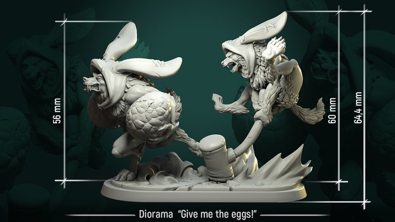 Werewolf Bunny / Diorama / Give Me the Eggs Resin 3D - Etsy