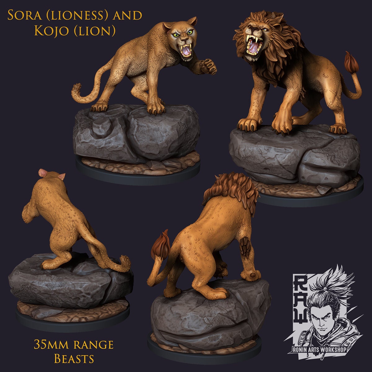 RPG Lions and Panthers | Resin 3D Print | Ronin Arts Workshop - Etsy