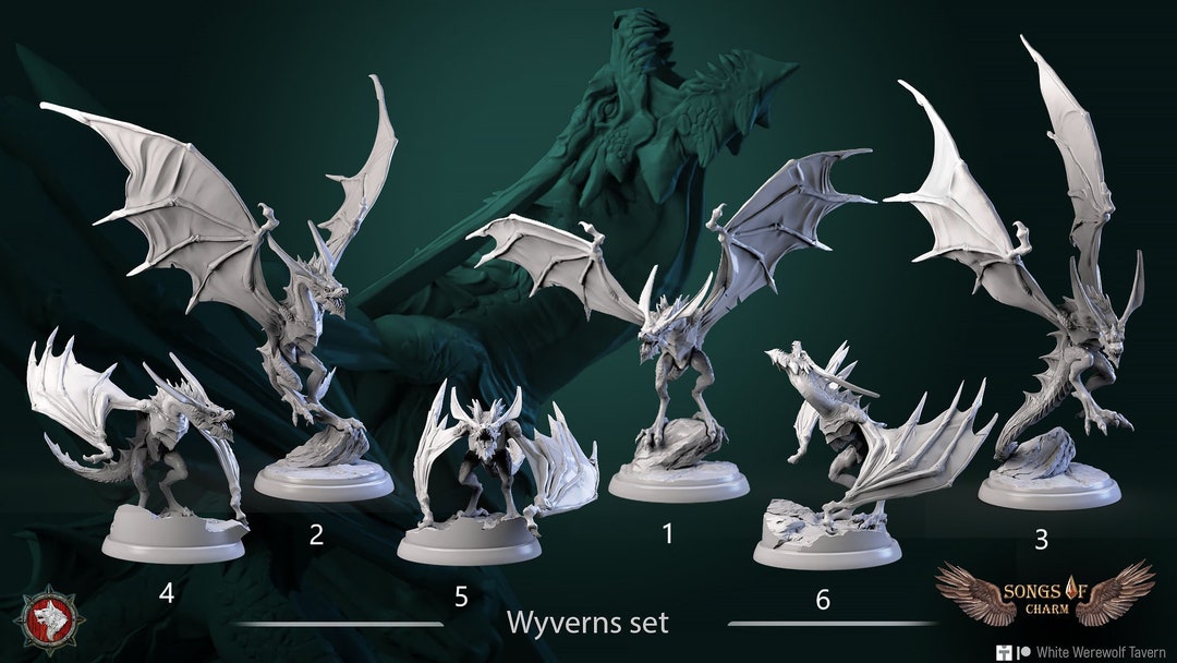Wyverns Songs of Charm Resin 3D Printed Miniature White Werewolf Tavern ...