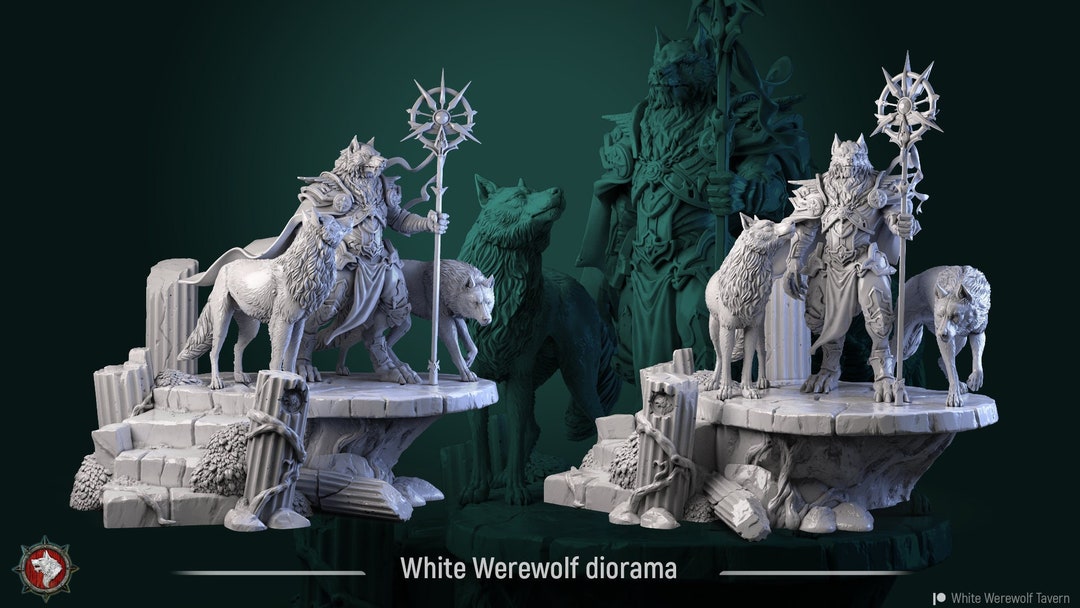 White Werewolf | Multiple Scales | Resin 3D Printed Miniature | White ...