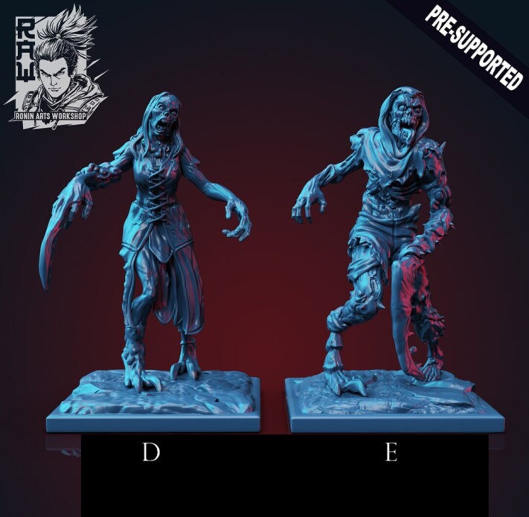 Zombies 5 Poses | 28mm - 35mm Scale | Resin 3D Printed Miniature ...