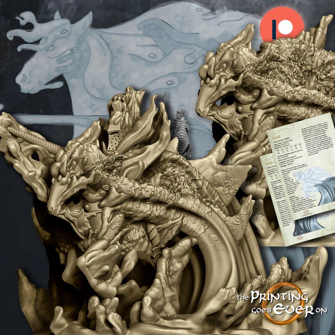 River Lancer and Kelpie | Crossing the River | Resin 3D Printed Miniatures | Table Top Gaming ...