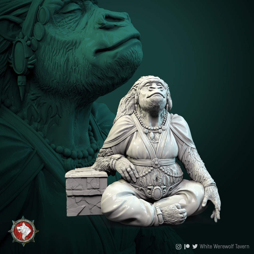Gorilla Queen | Multiple Scales | Resin 3D Printed Miniature | White ...