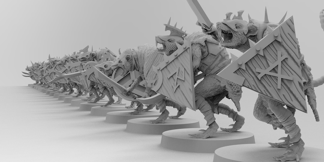 Gang of Ratmen swords Ratmen Resin 3D Printed Miniature Warhammer Proxy ...