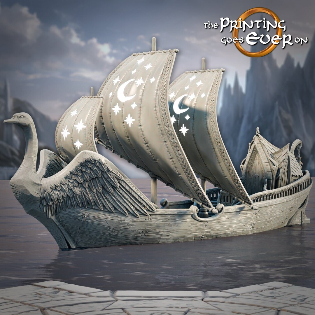 Elven Ship | Silver Shores | Filament & Resin 3D Printed Miniature ...