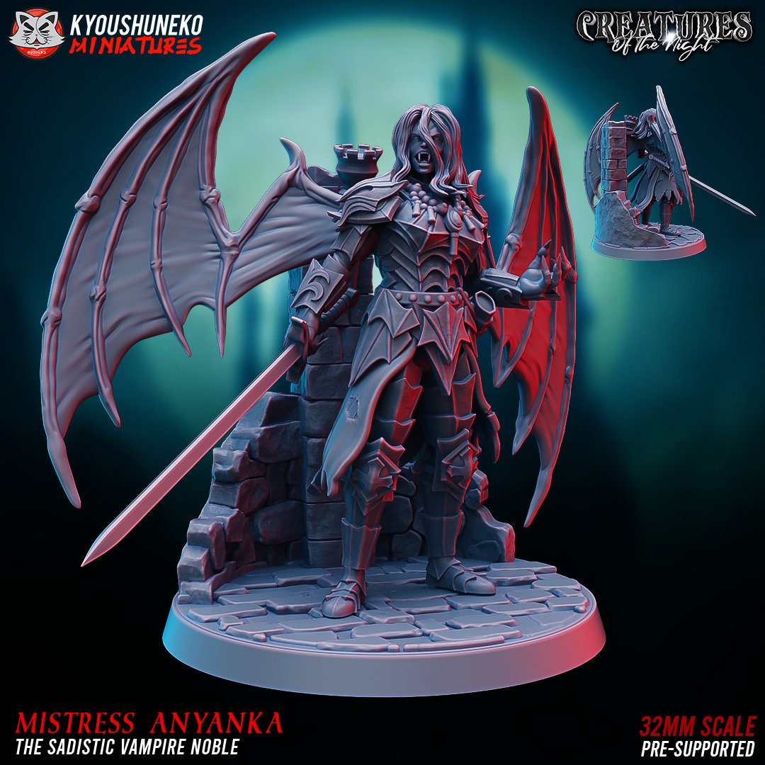 Female Vampire Warrior | Winged Vampiress | Resin 3D Printed Miniature ...