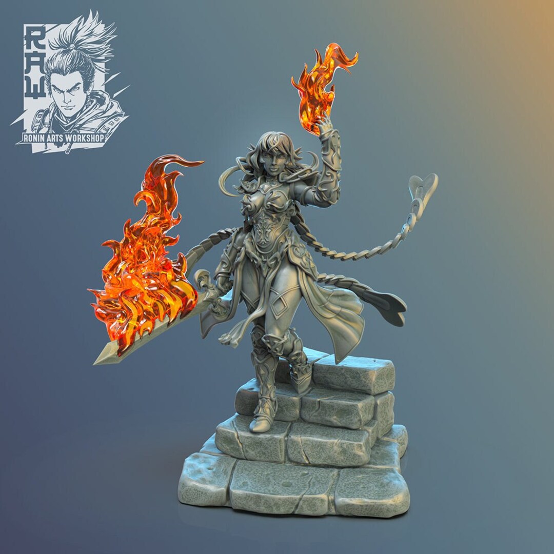 Battlemage Moira | Pyromancers | 35mm Scale | Resin 3D Printed ...