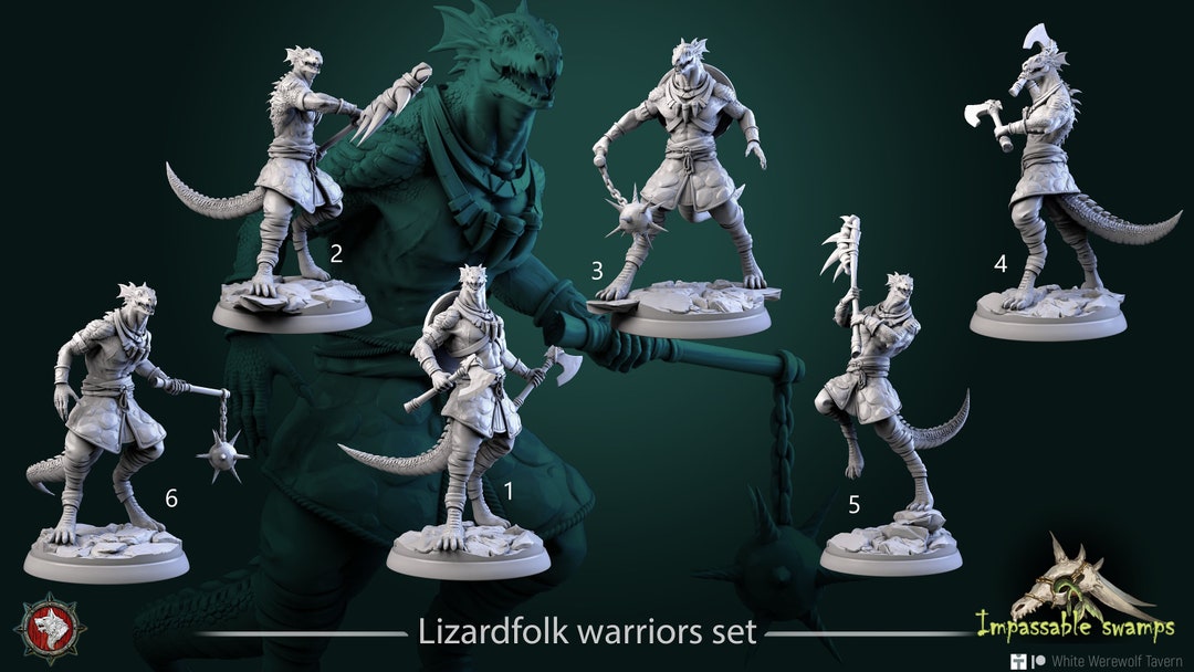 Lizardfolk Warriors Impassable Swamps Resin 3D Printed Miniature White ...