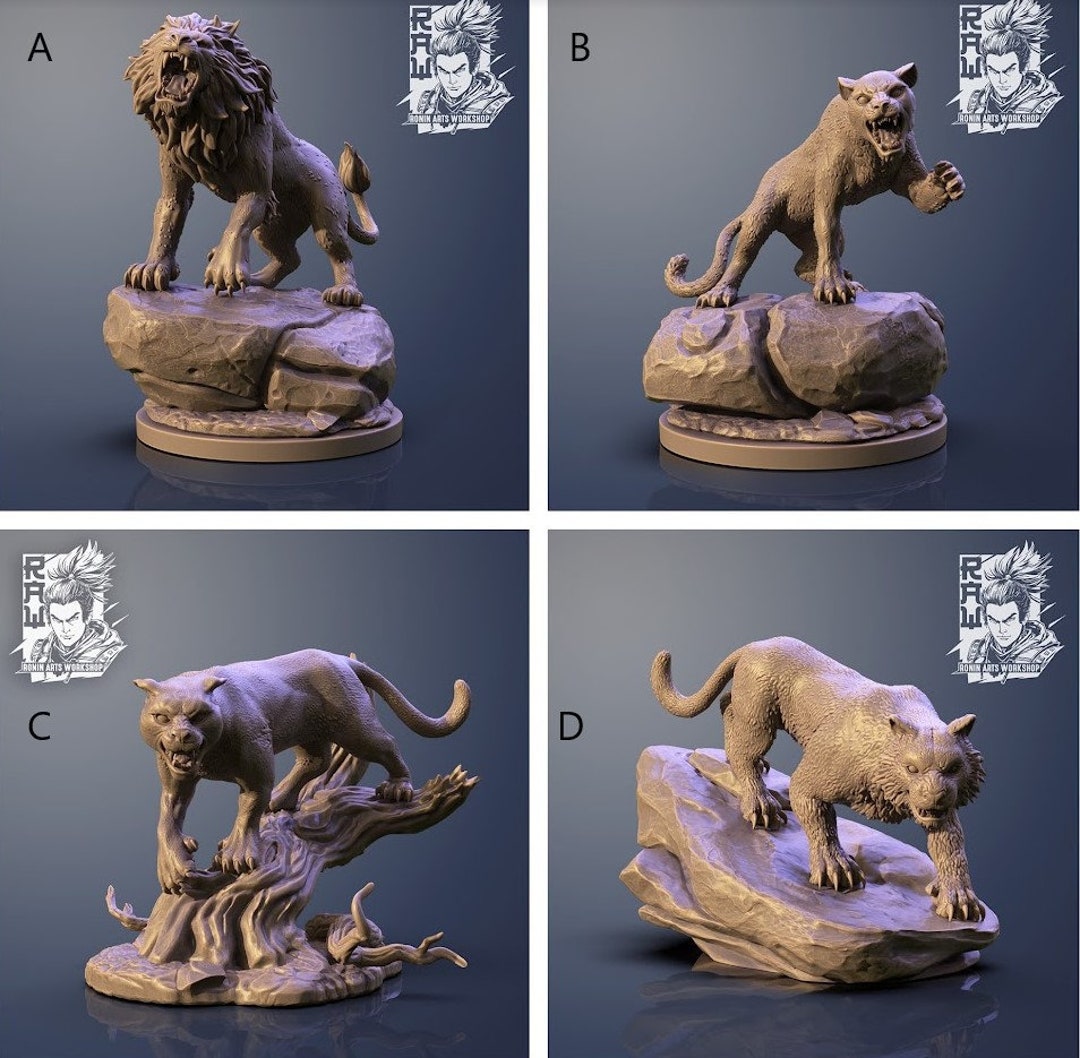 RPG Lions and Panthers | Resin 3D Print | Ronin Arts Workshop - Etsy