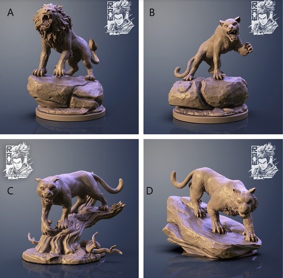 RPG Lions and Panthers Resin 3D Print Ronin Arts Workshop - Etsy