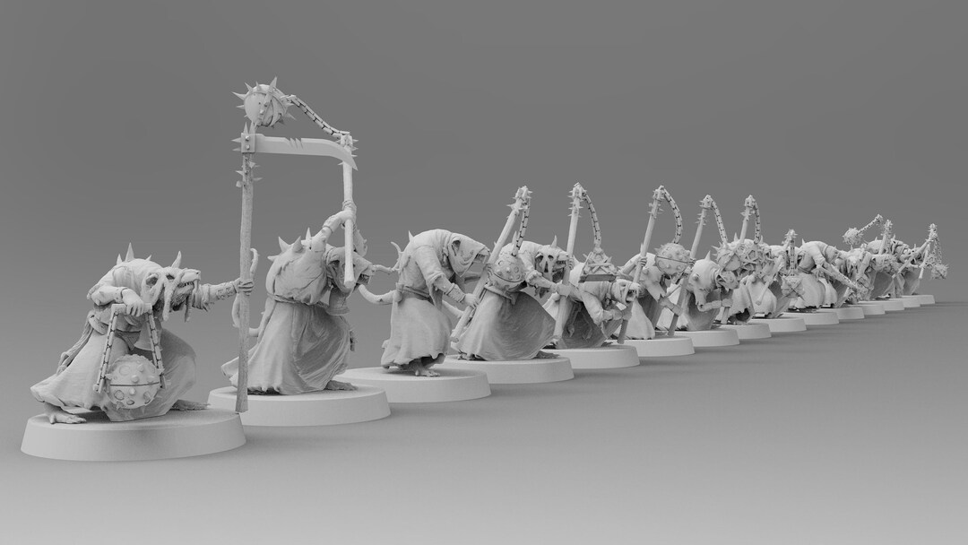 Fanatiques de rats vérolés fléaux Miniature imprimée en résine Ratmen ...