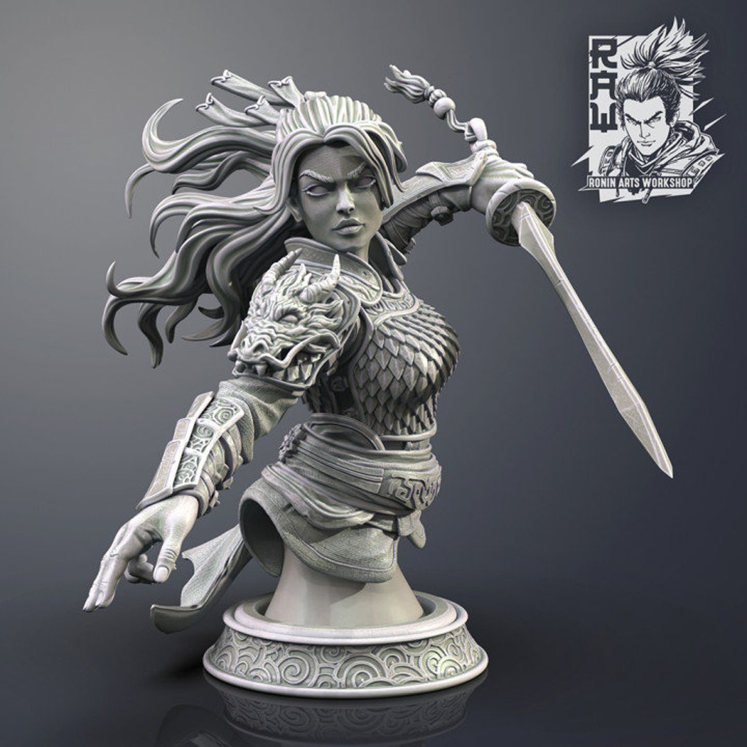 Wen - Female Warrior | Bust | Resin 3D Printed Miniature | Ronin Arts ...