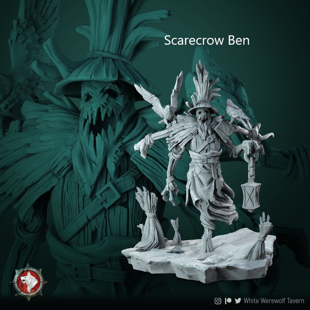 Scarecrows Gary and Ben | Resin 3D Printed Miniature | White Werewolf ...