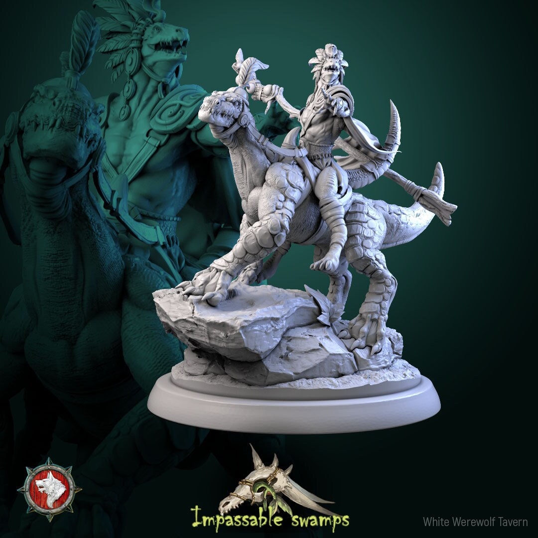 Lizardfolk Rider | Impassable Swamps | Resin 3D Printed Miniature ...