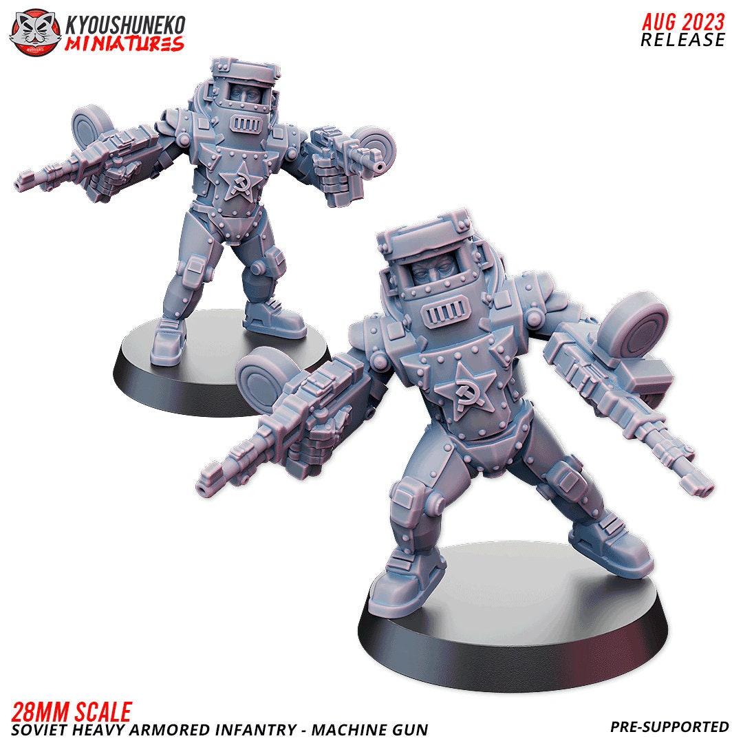 WW2 Soviet Heavy Armored Infantry Machine Gunner Resin 3D Printed ...