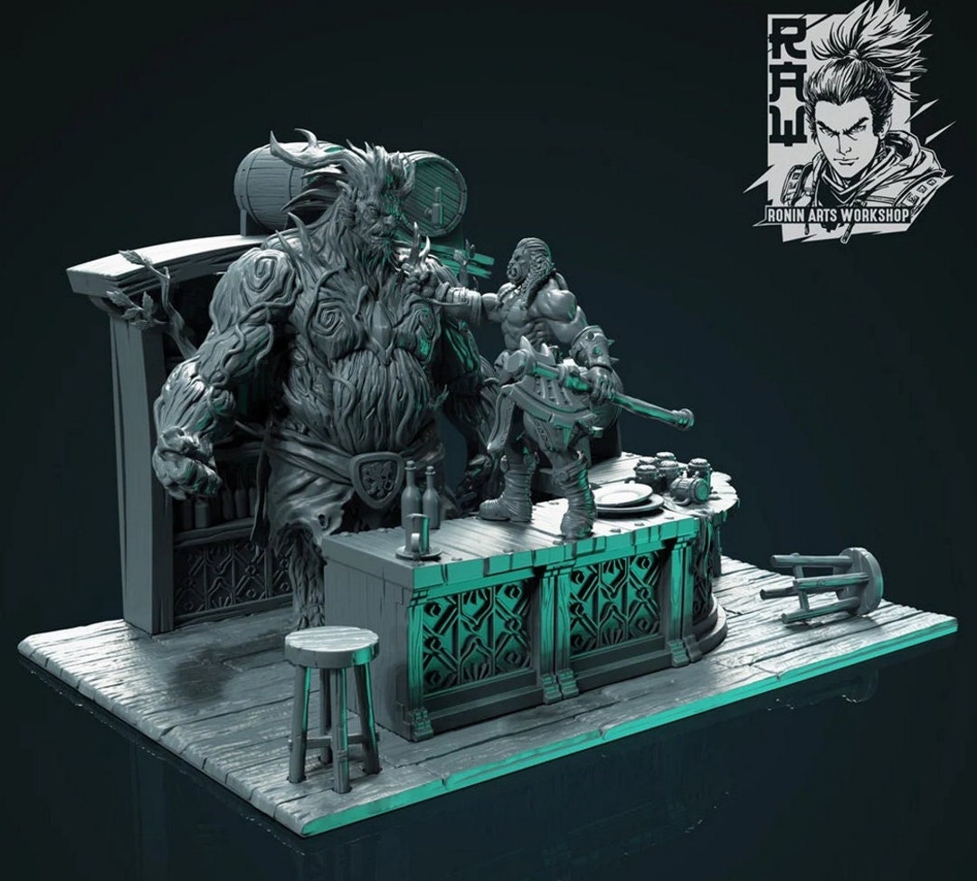 Tavern Brawl | Diorama | Fantasy Tavern | Resin 3D Printed Miniature ...