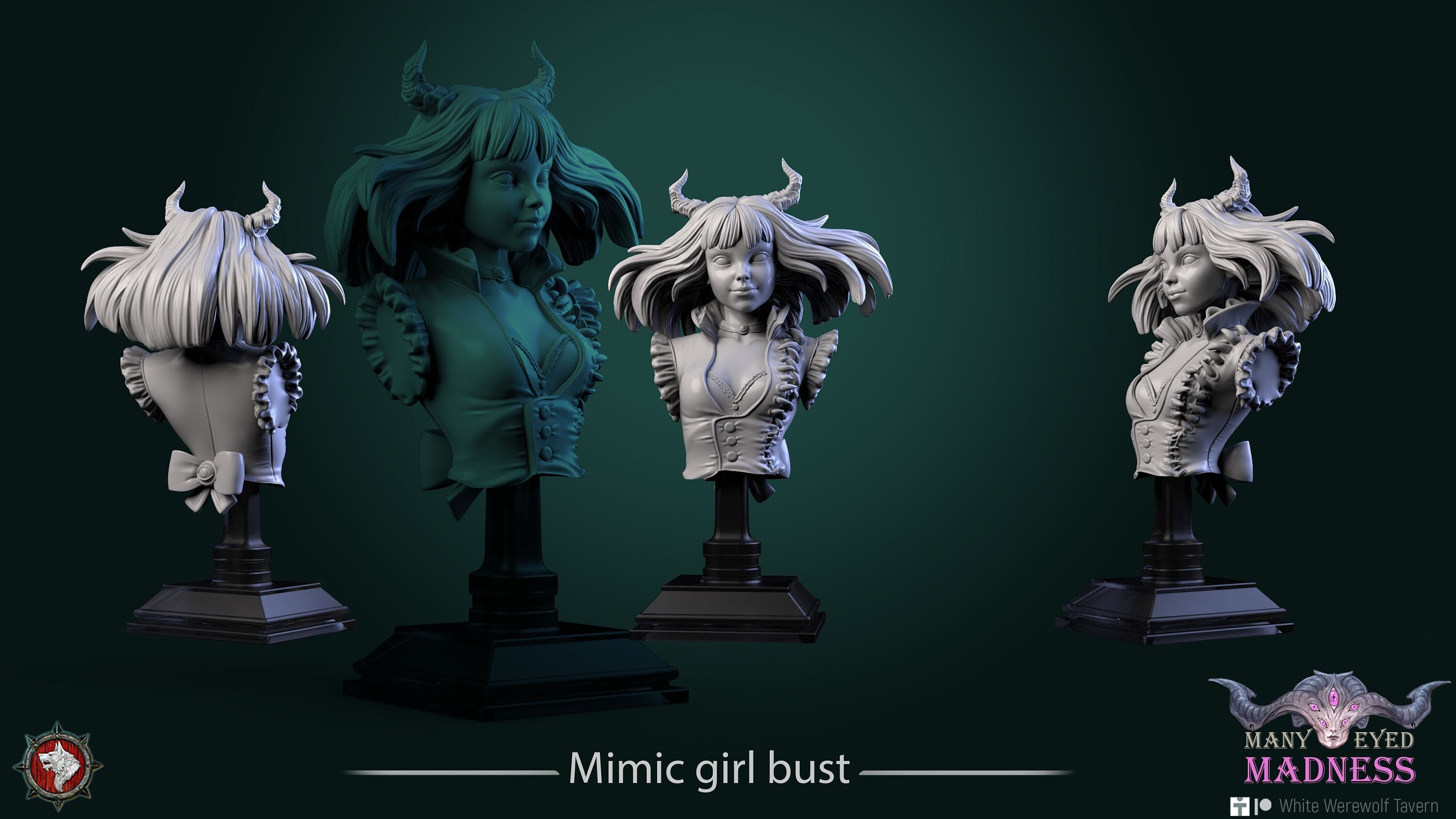 Mary the Mimic Girl Many Eyed Madness Bust Resin 3D Printed Miniature ...