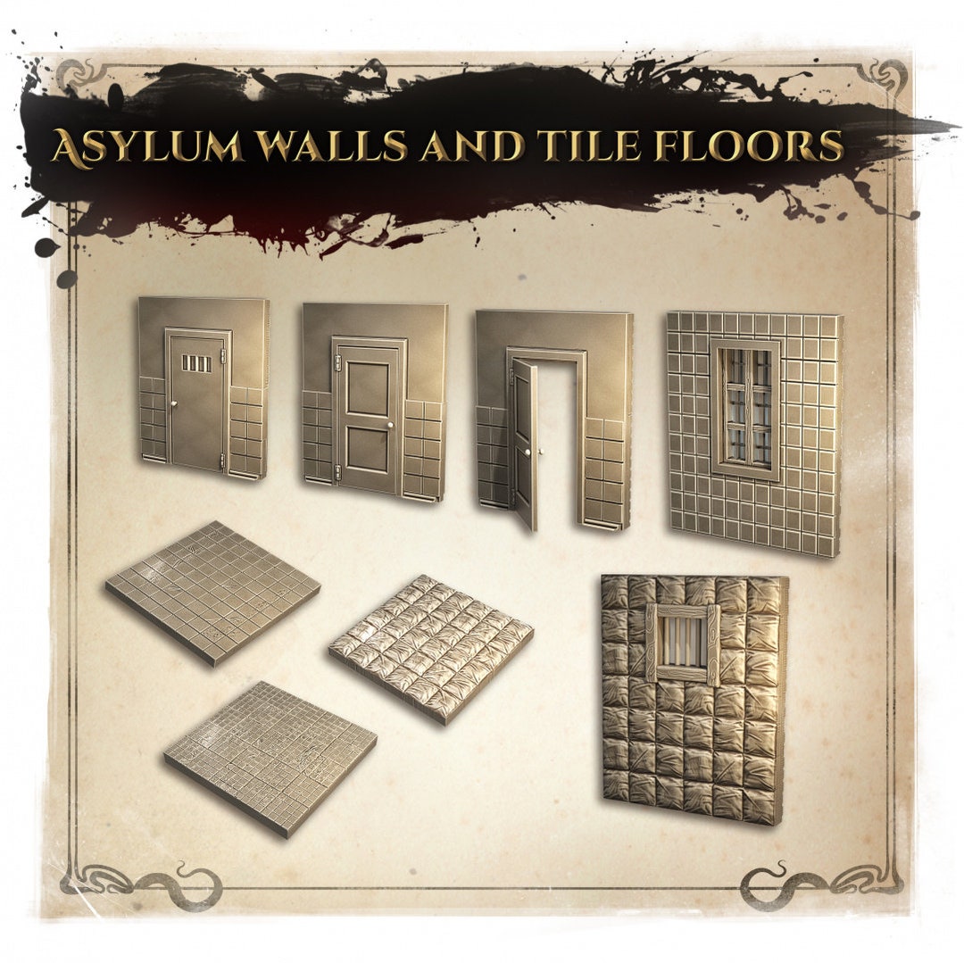 Asylum Wall & Floor Tiles | Wicked Hills | Resin 3D Printed Miniature ...