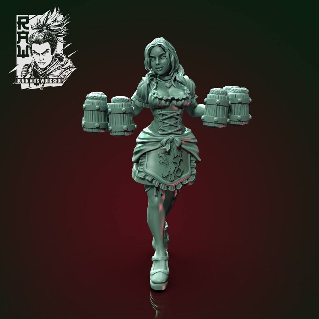Barmaid / Tavern Wench | Multiple Scales | Resin 3D Printed Miniature ...