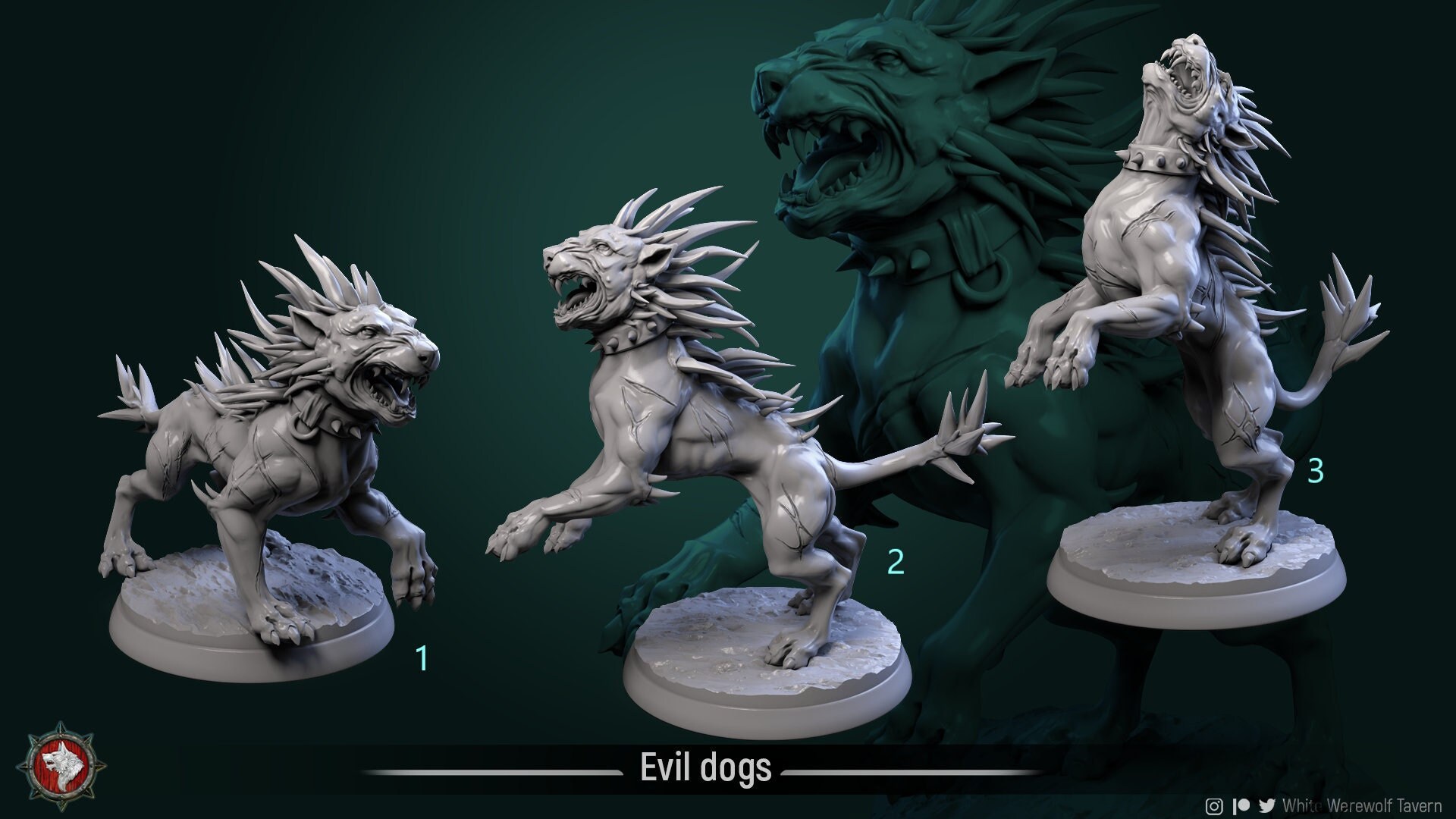 Evil Dogs Resin 3D Printed Miniature White Werewolf Tavern - Etsy