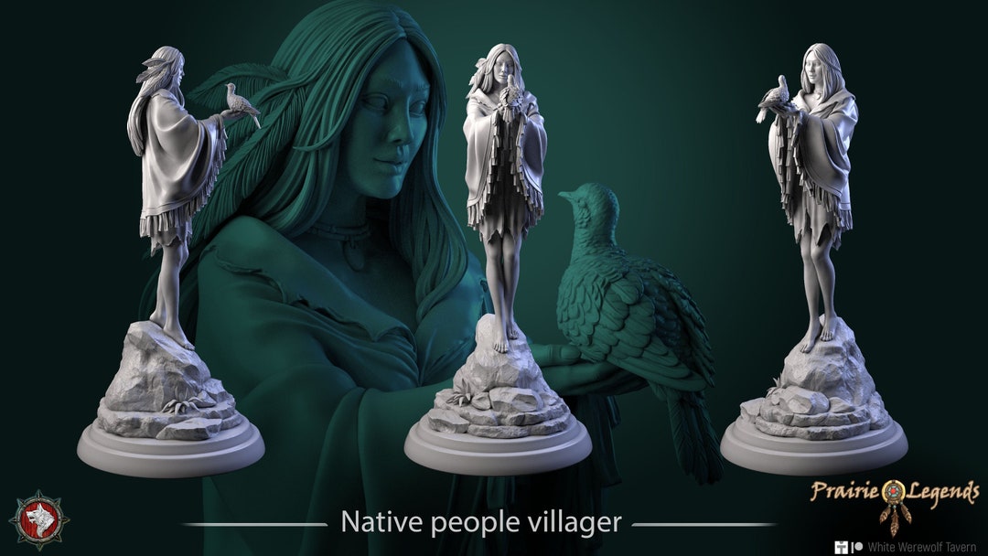 Native American Villager | Prairie Legends | Multiple Scales | Resin 3D ...