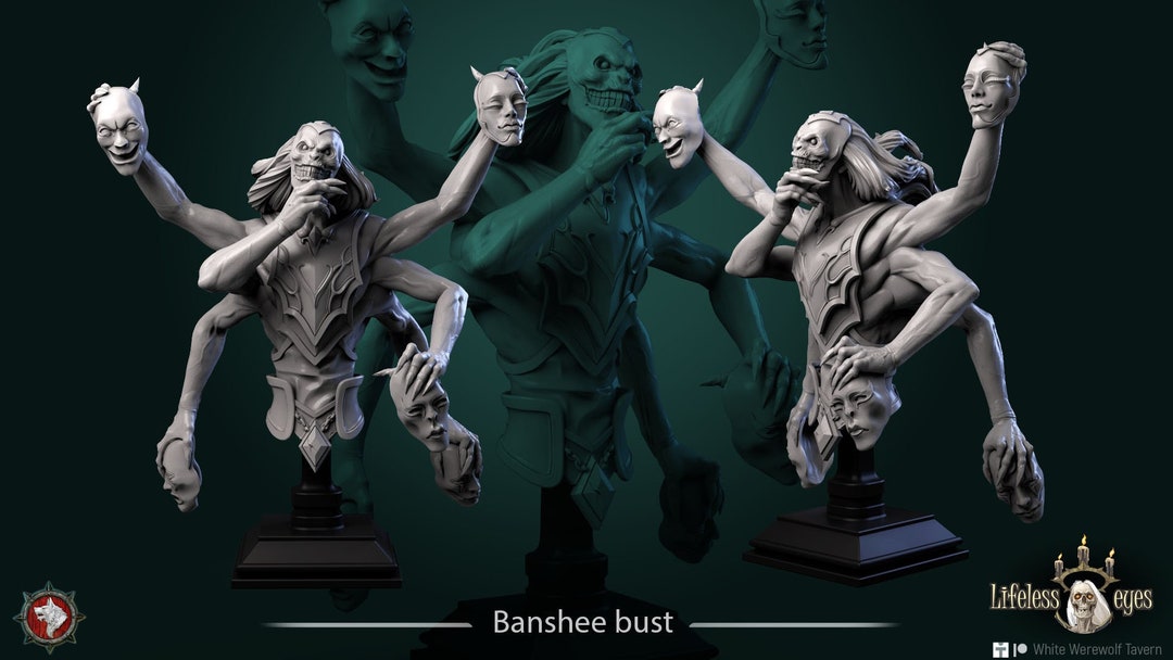Banshee | Lifeless Eyes | Bust | Resin 3D Printed Miniature | White ...