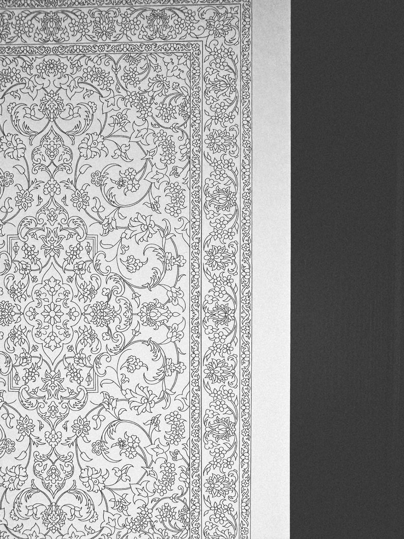 Detailed Persian Carpet Colouring Page - Intricate Patterns, Arabesques ...