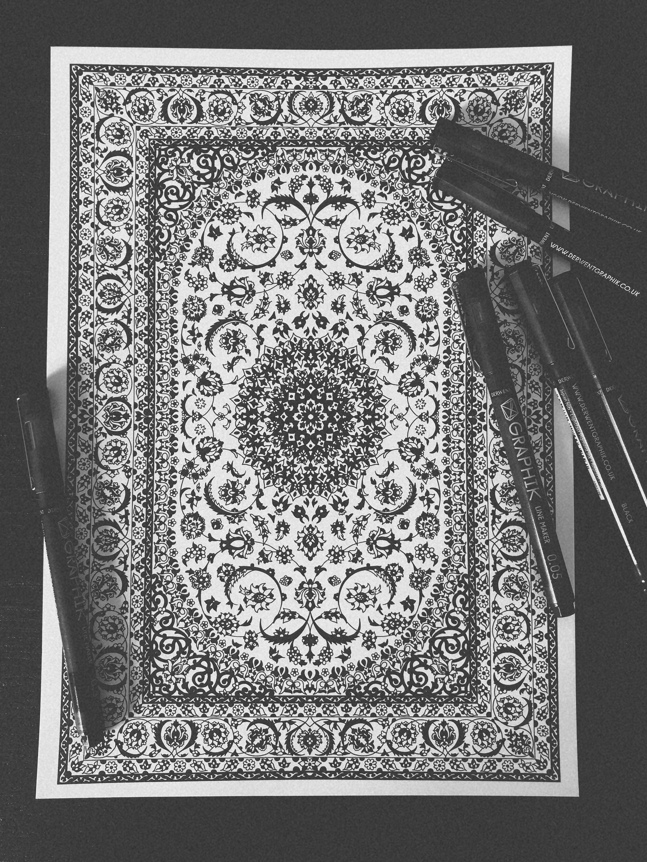 Persian Art Inspired Colouring Page Intricate Patterns, Arabesques, and ...