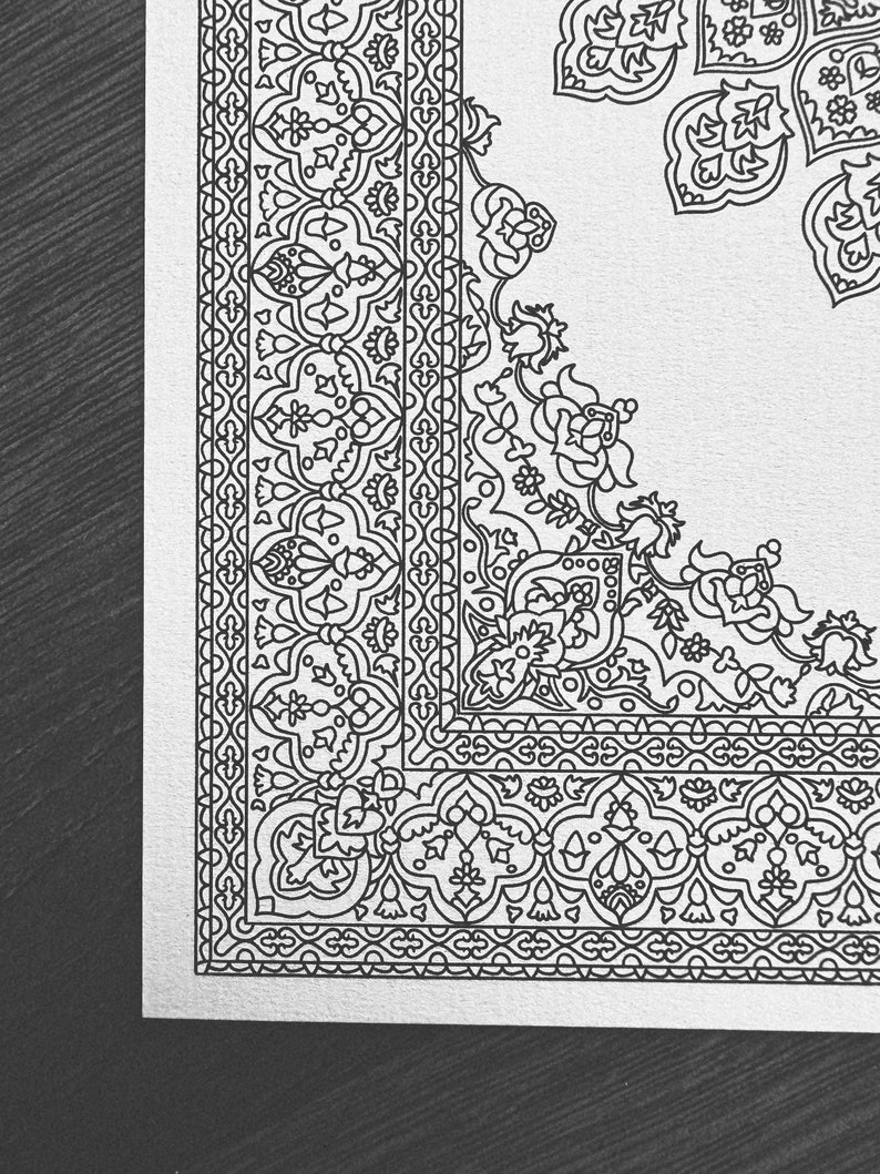 Detailed Persian Art Coloring Sheet Intricate Patterns, Arabesques, and ...