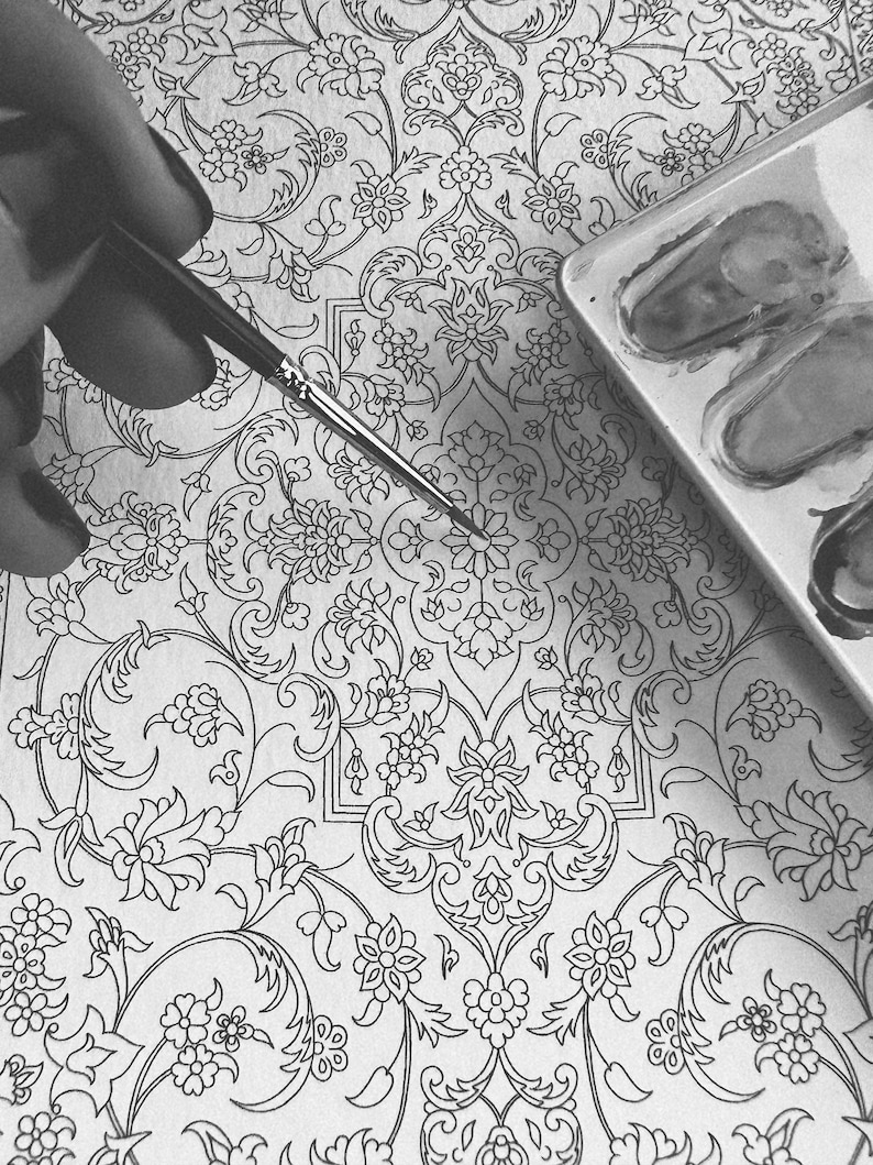 Detailed Persian Carpet Colouring Page - Intricate Patterns, Arabesques ...