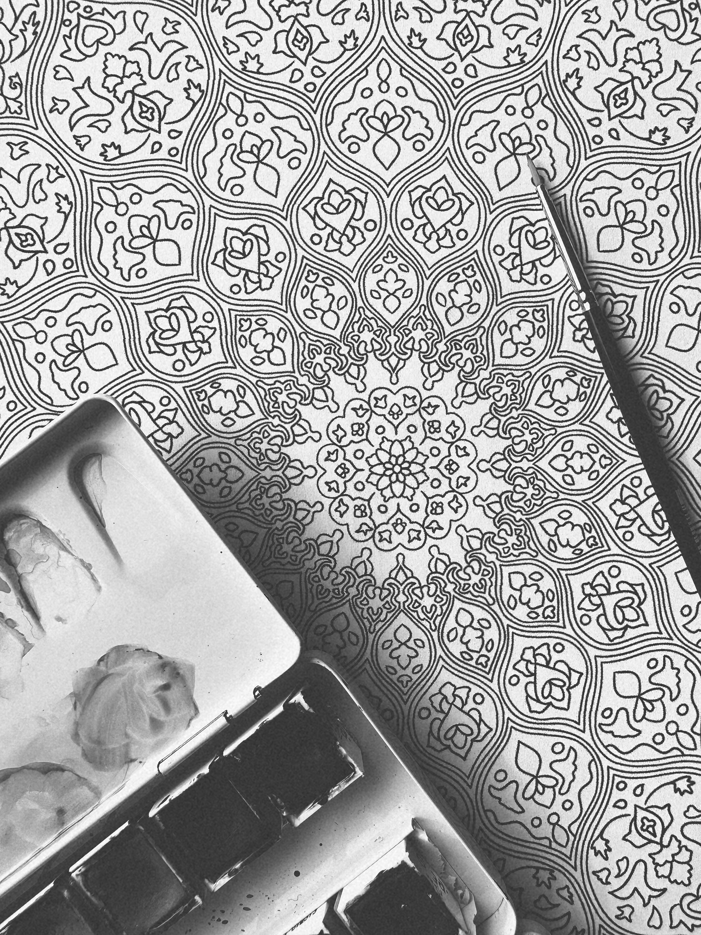 Persian Art Inspired Colouring Page - Intricate Patterns, Arabesques ...