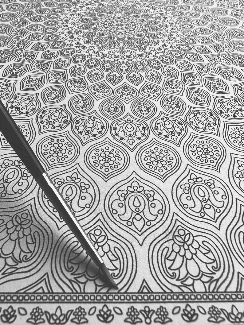 Artistic Persian Calligraphy Coloring Page Intricate Patterns ...